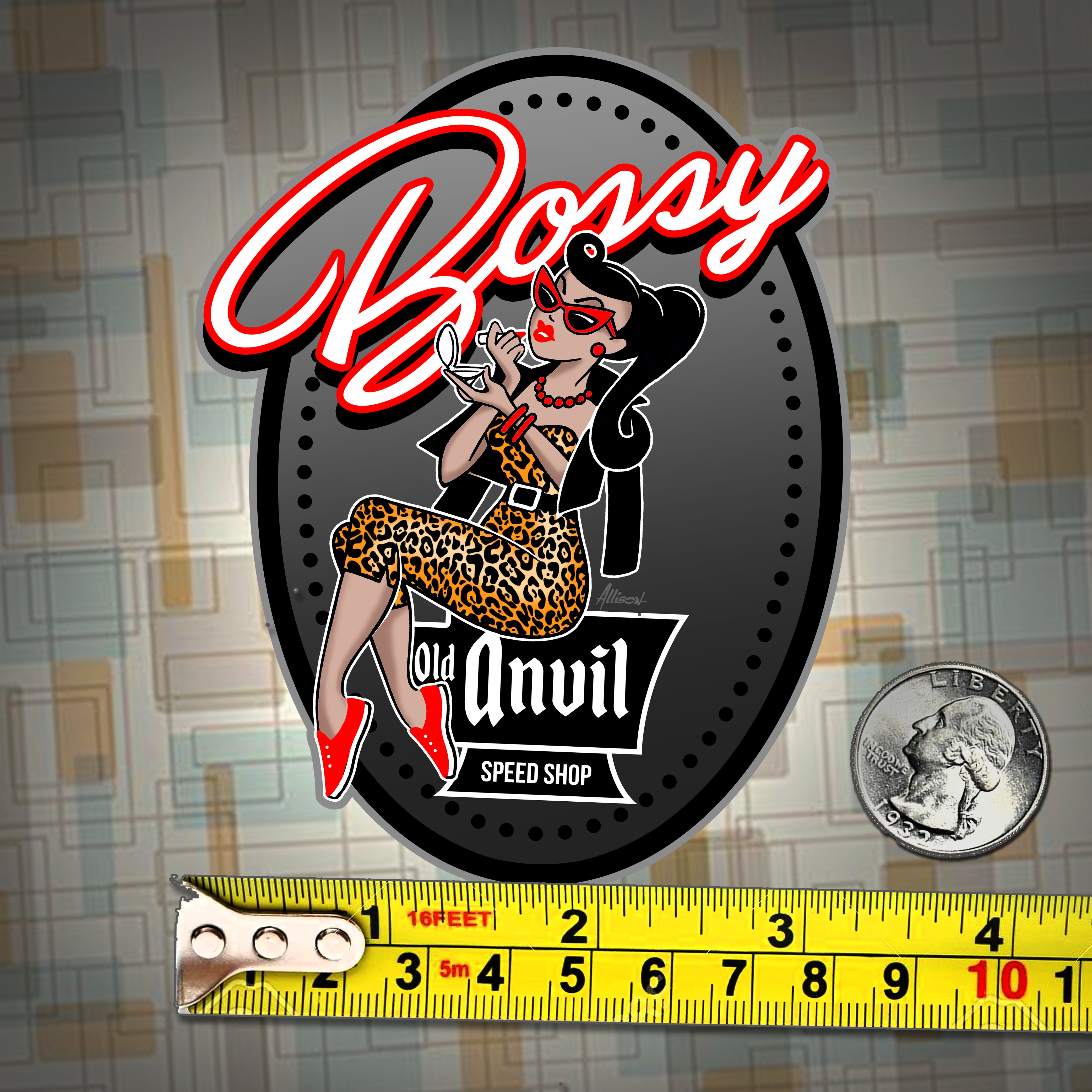 Bossy Pin-Up Sticker – Old Anvil Speed Equipment